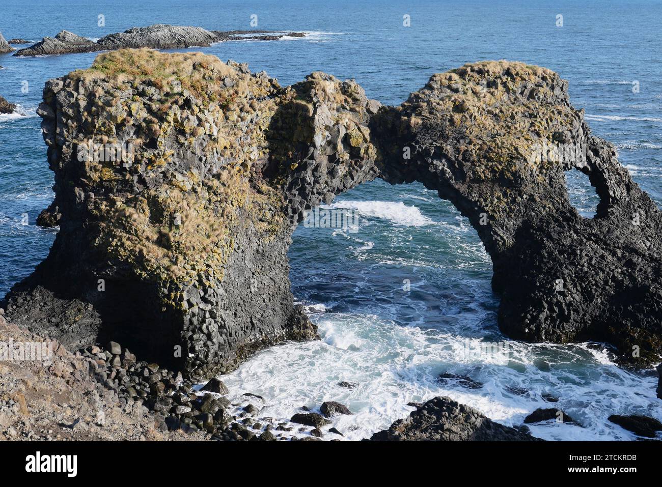 Iceland, Snæfellsnes Peninsula National Park, Gatklettur stone arch The ...