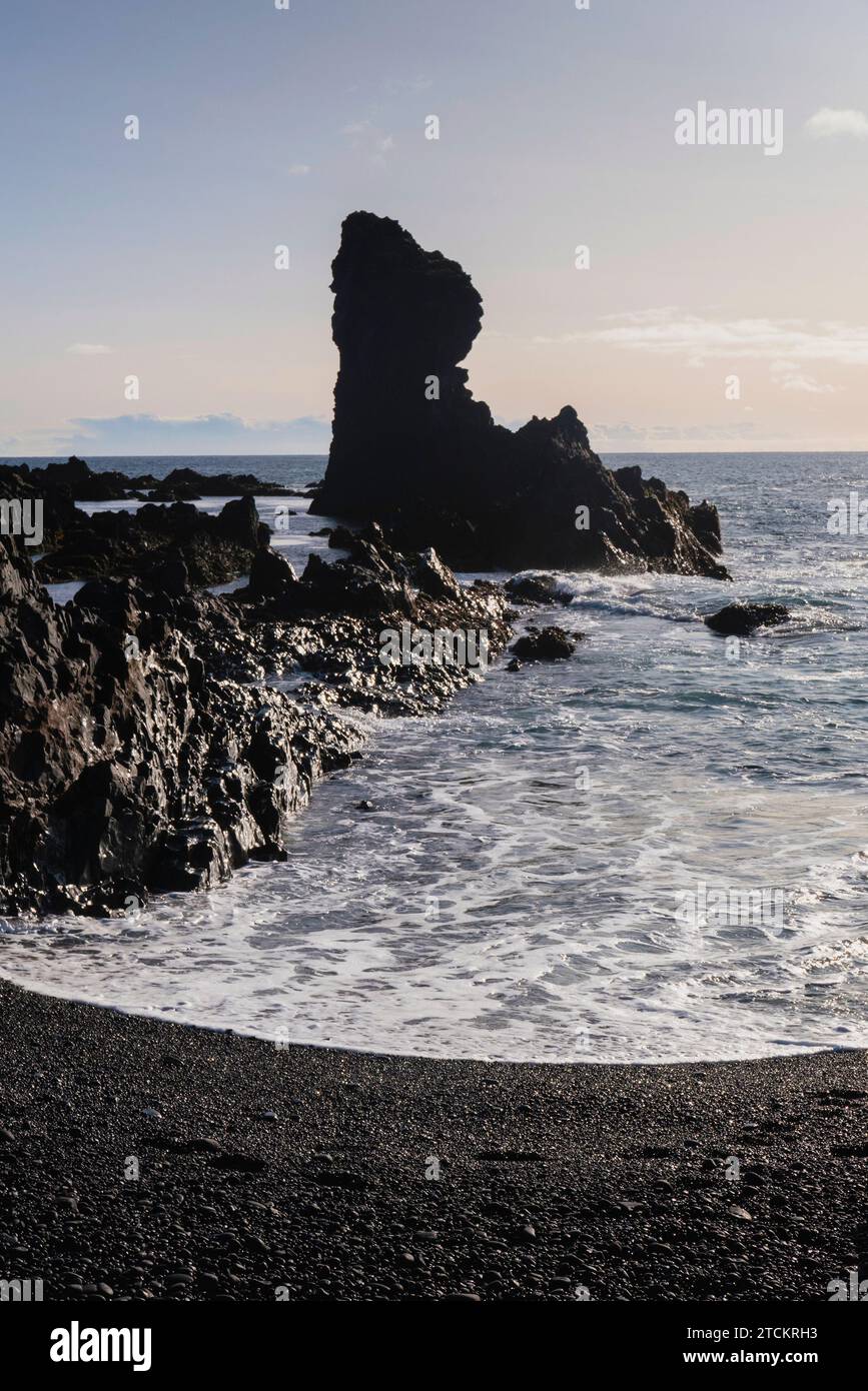 Iceland, Snæfellsnes Peninsula National Park, Djúpalónssandur black ...