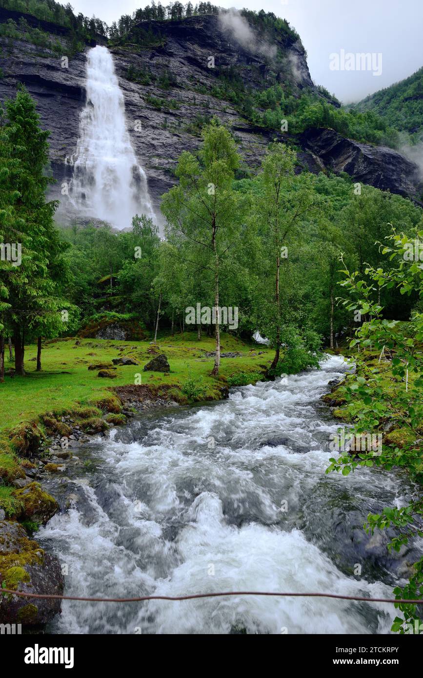 Asafossen waterfall and river Stock Photo - Alamy