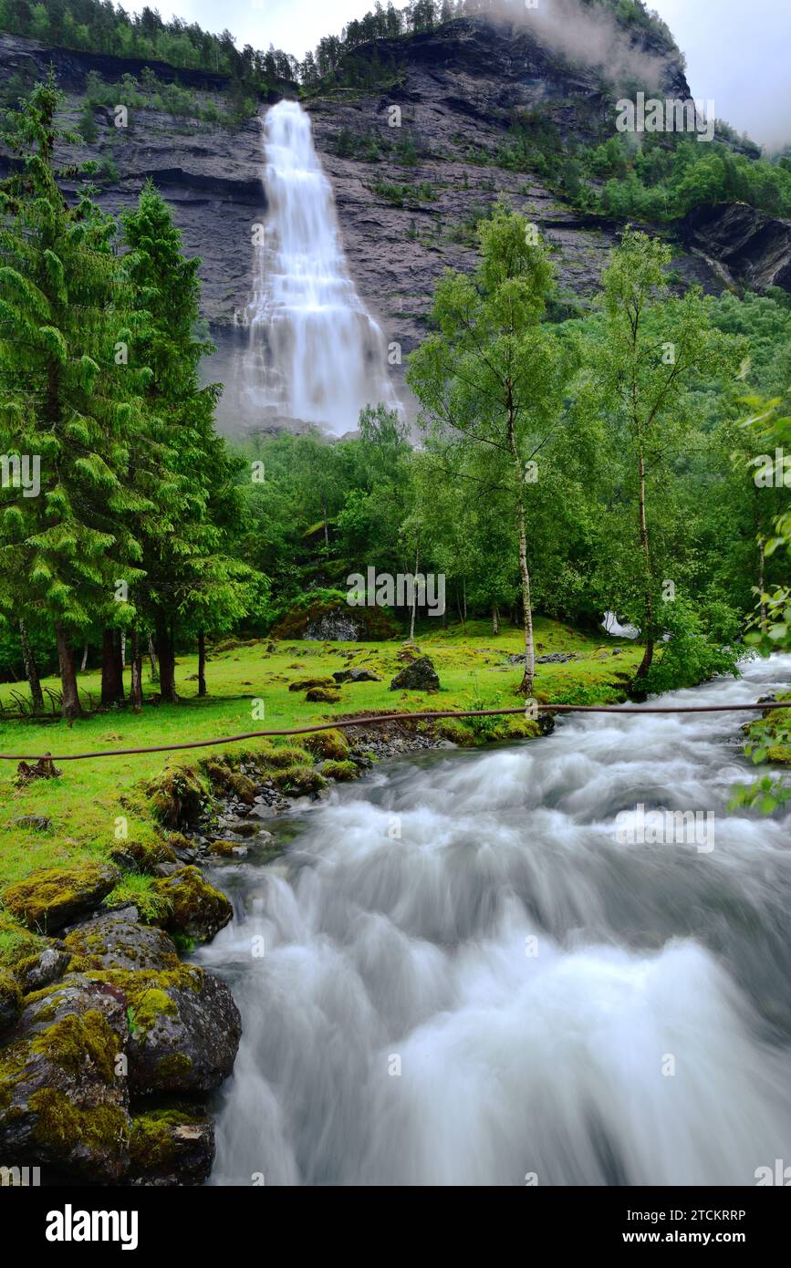 Asafossen waterfall and river Stock Photo - Alamy
