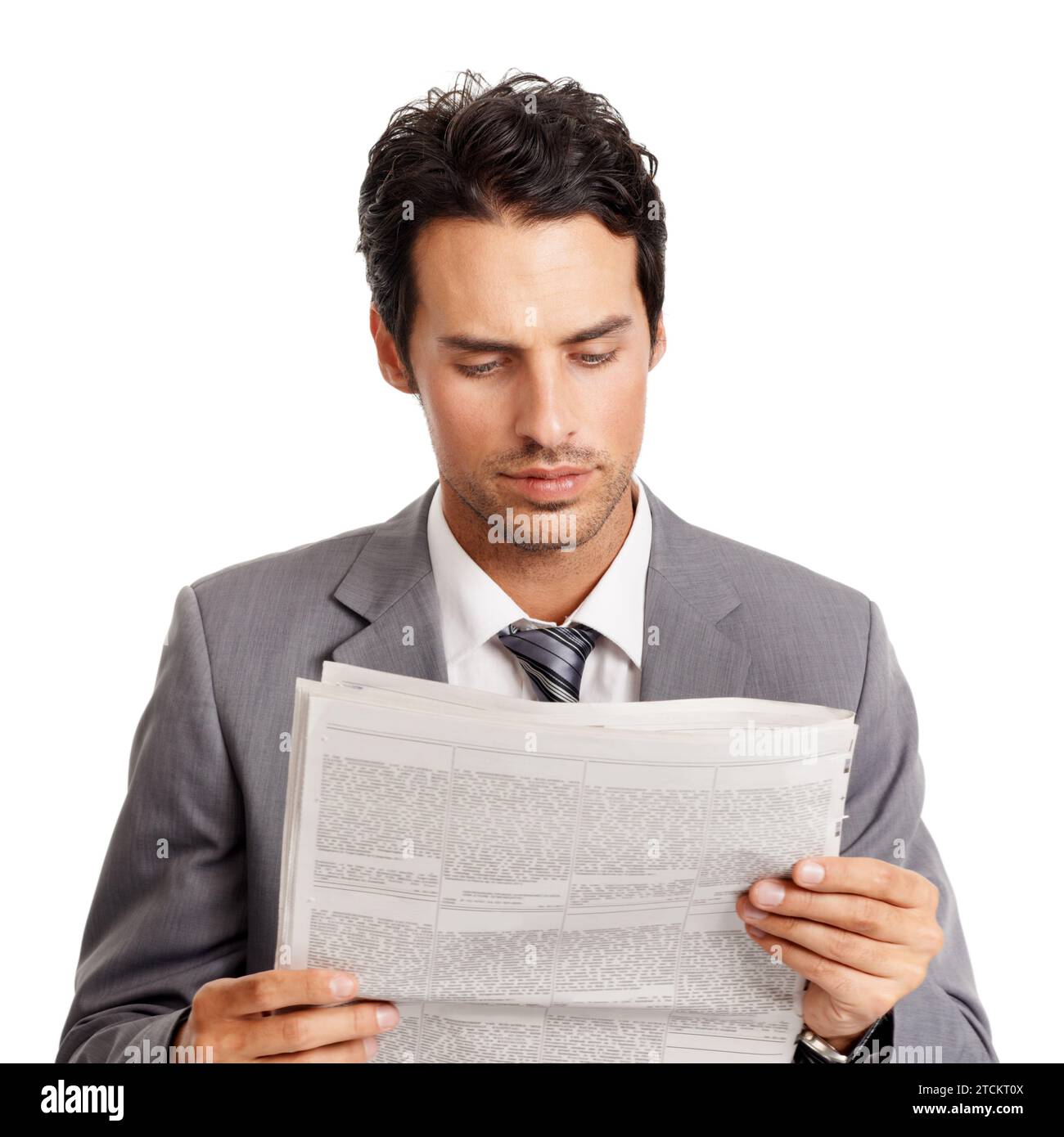 Man on bus reading newspaper hi-res stock photography and images - Alamy