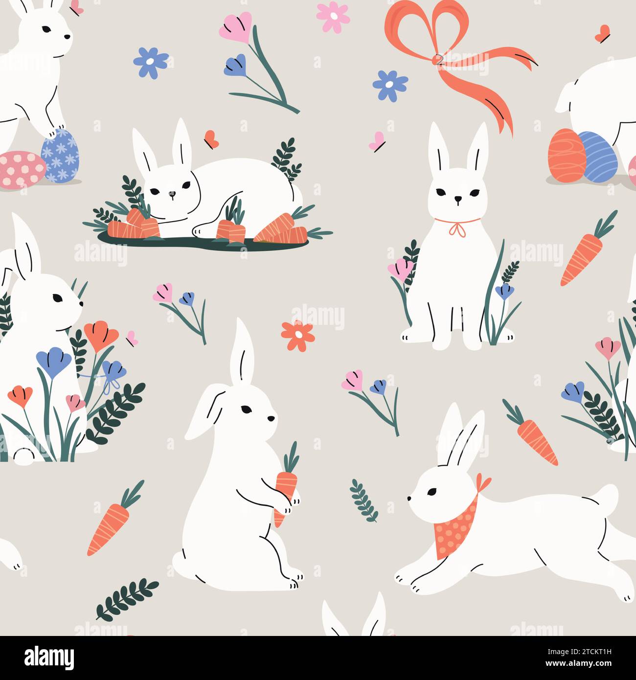 Cute rabbits pattern. Seamless print of cartoon colorful hare heads ...