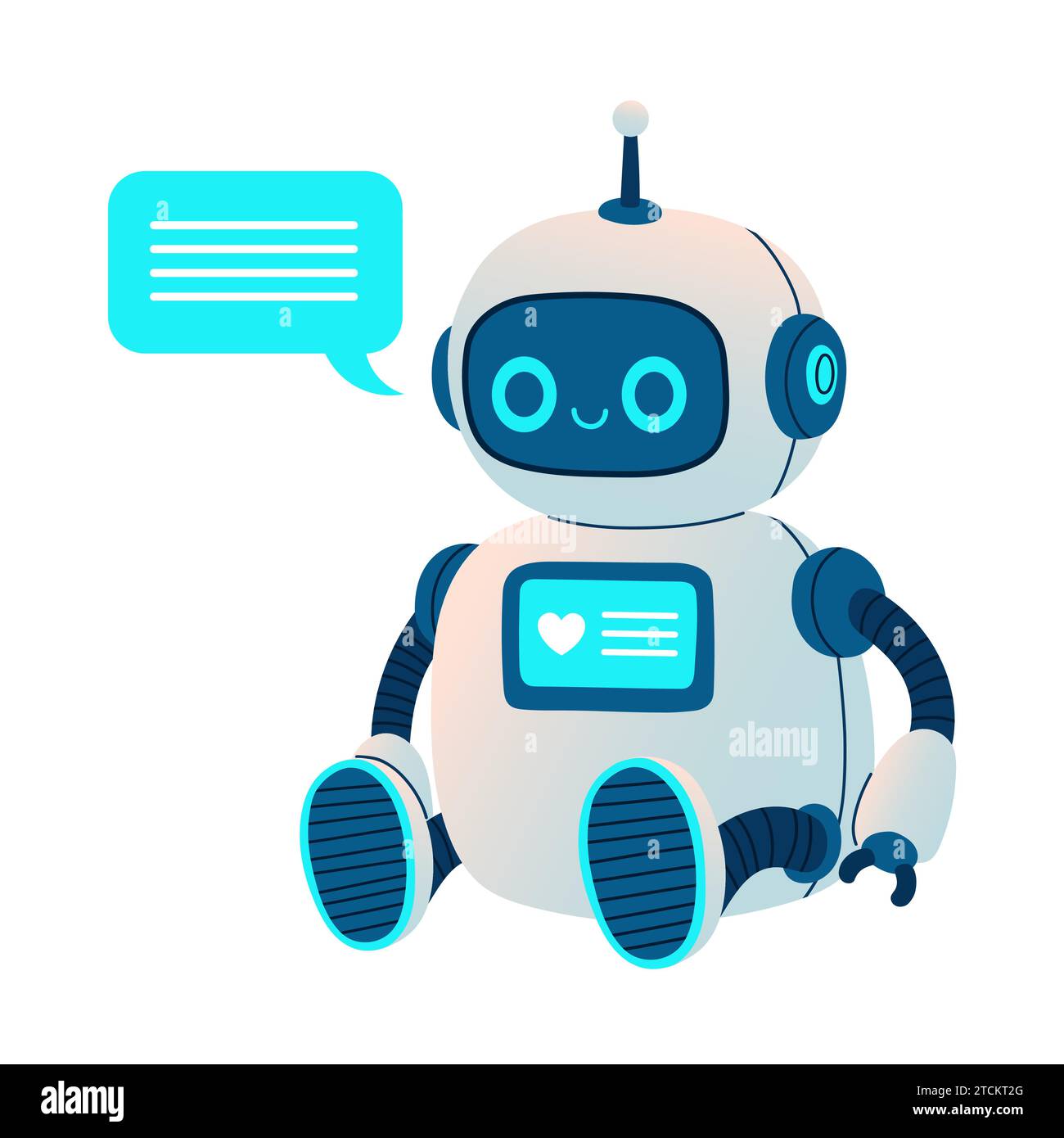 Cute Robot Sitting with Text. Cartoon Science Technology Concept ...