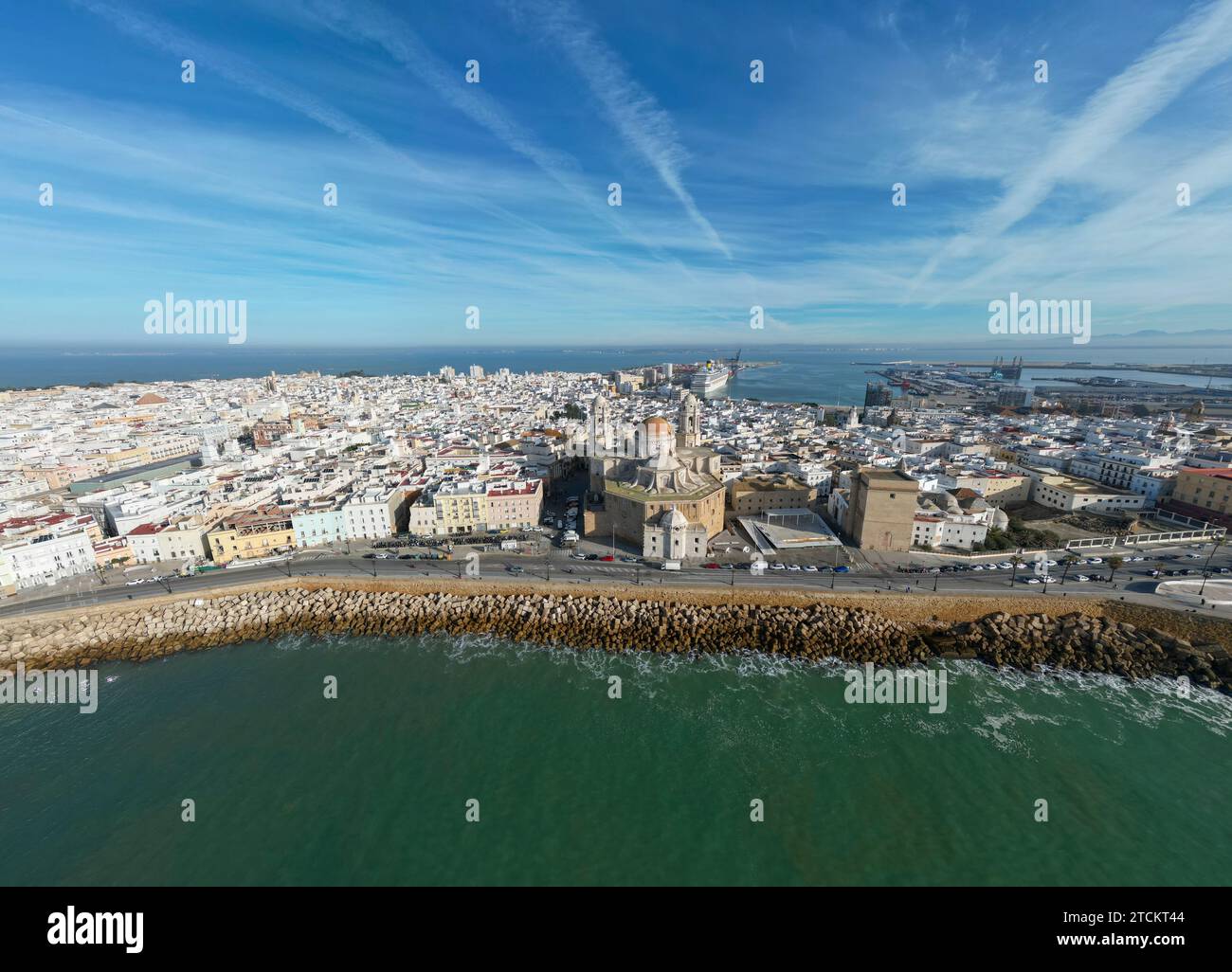 aerial views of the beautiful city of Cadiz in southern Spain ...