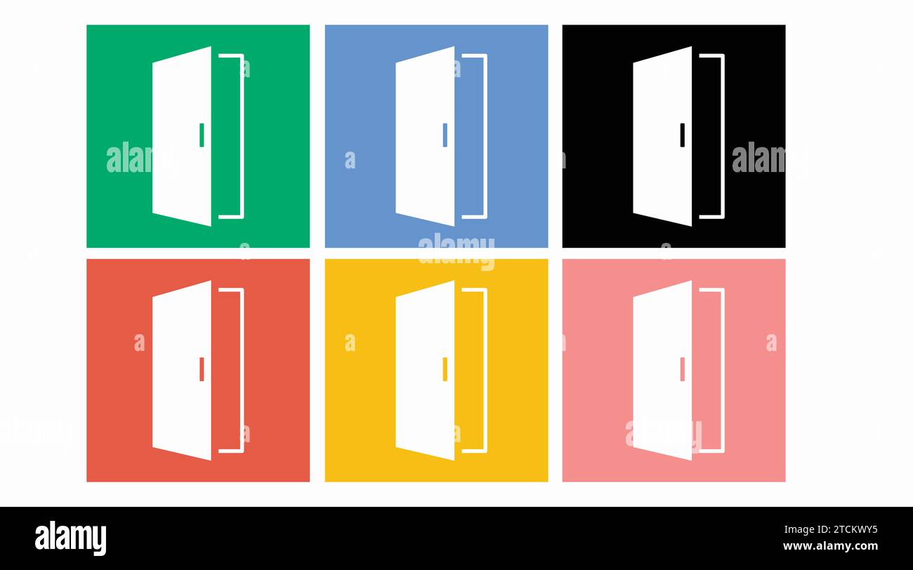 Door icon set. Vector flat editable set of color door signs Stock ...