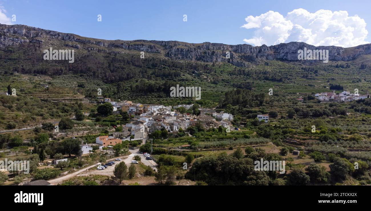 Aerial view of the small town of Benialí and Benissiva, located in the ...
