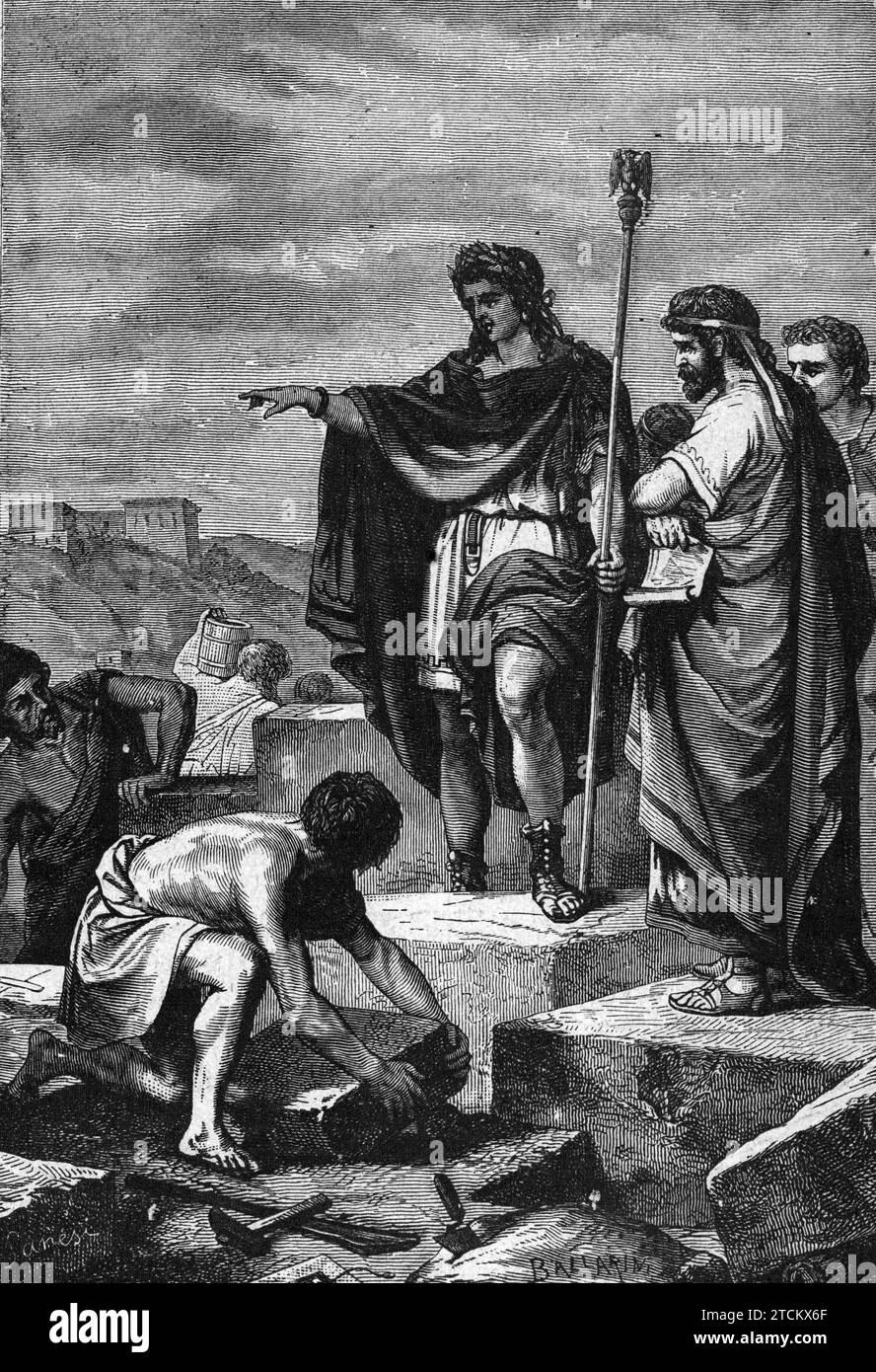 The building of Temple of Jupiter Feretrius by Romulus on the ...