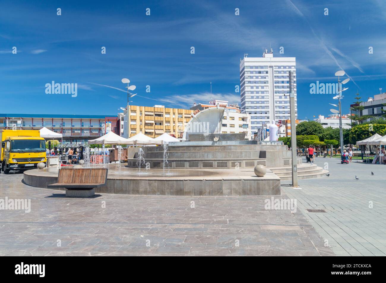 Benicarlo, Spain - July 1, 2023: Plaza Constitucion Fountain Stock ...