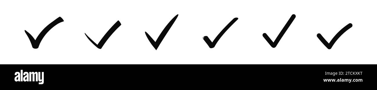 Doodle check marks marker hand drawn. Brush stroke tick Stock Vector ...