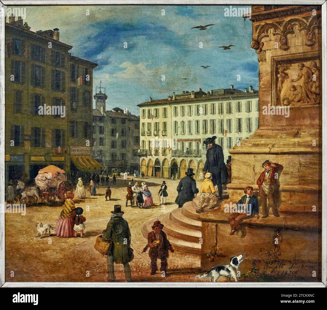 Veduta della piazza del Duomo dall’angolo di Palazzo Reale - olio su ...