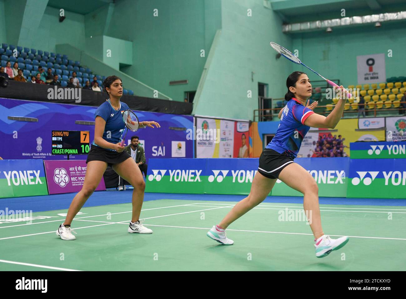 Tanisha Crasto and Ashwini Ponnappa of India competes against Sung Shuo ...