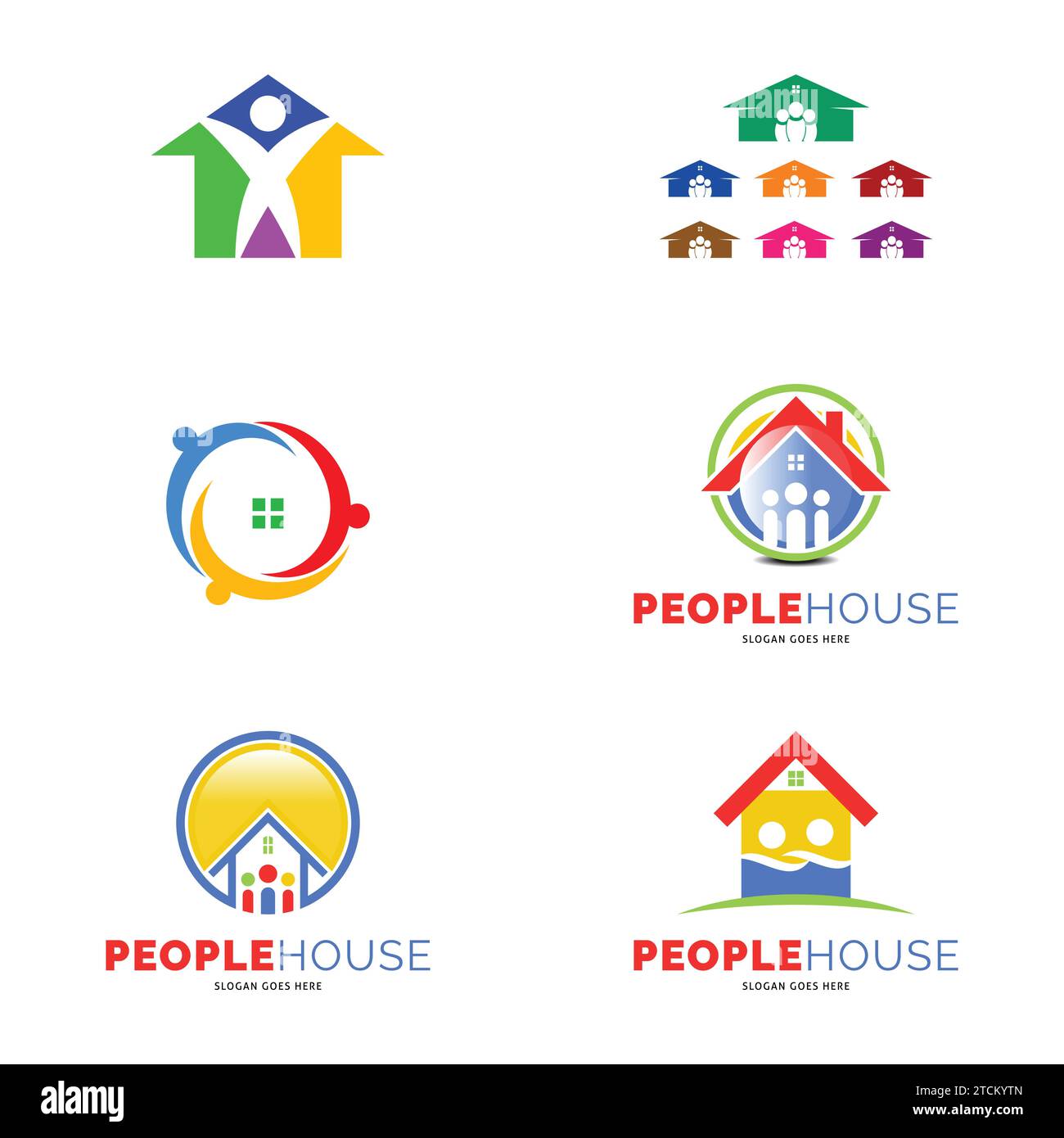 Set of People, Families, Communities, Groups and Teamwork House Icon ...