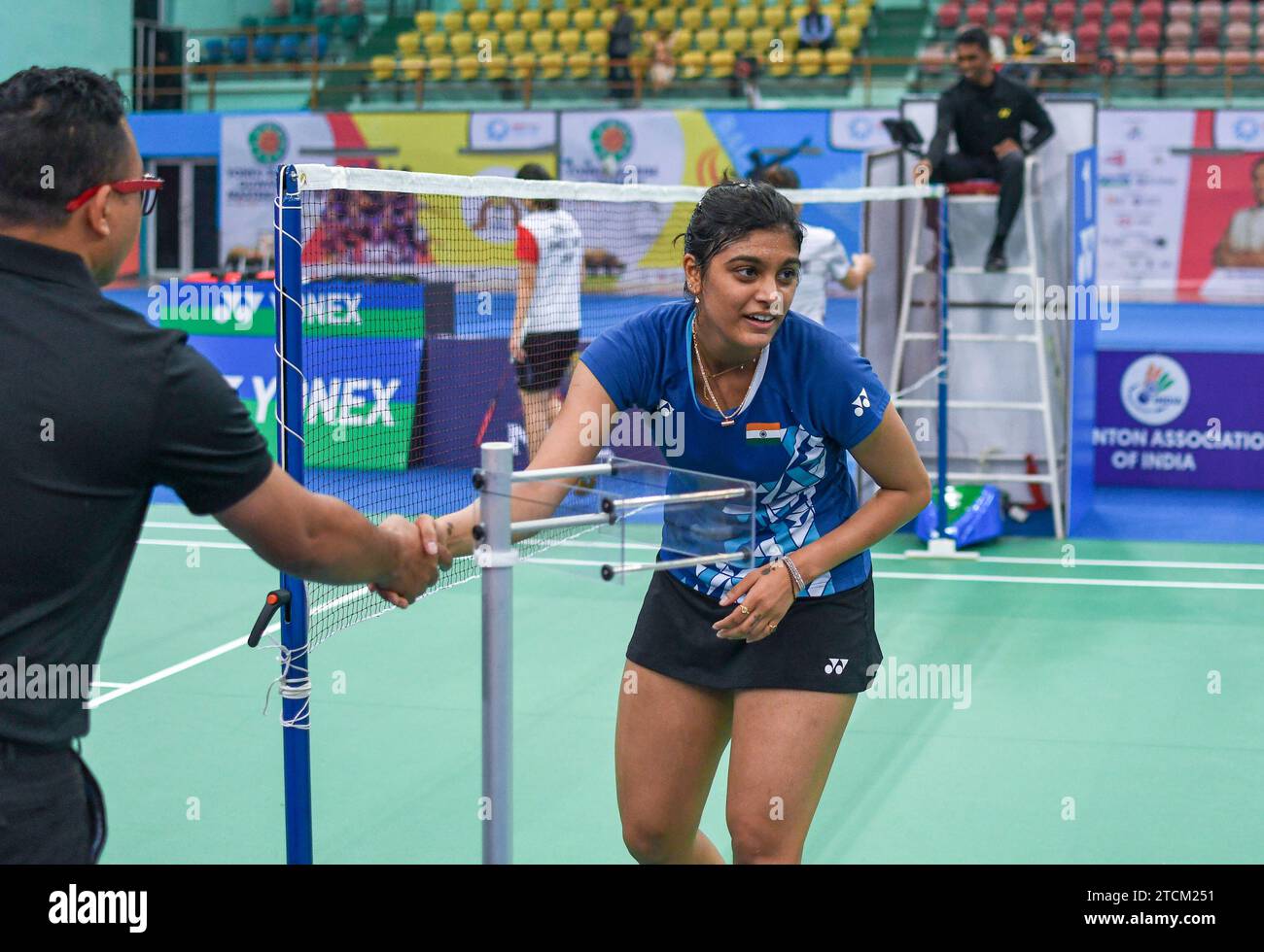 Tanisha Crasto of India shakes hands with the umpire after winning ...