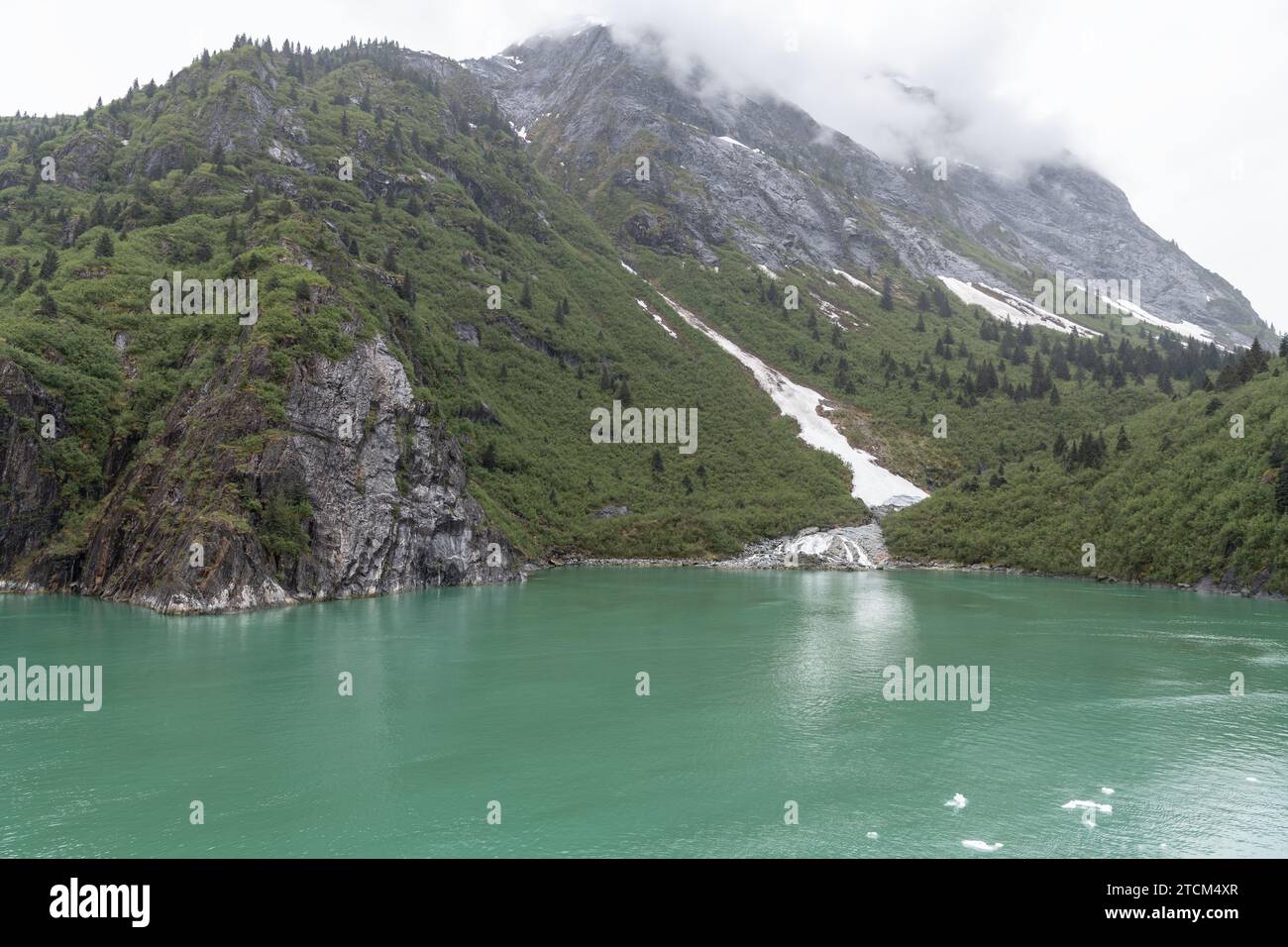 Melt Water Waterfall into the sea in Tracy Arm inlet, Alaska, USA Stock ...