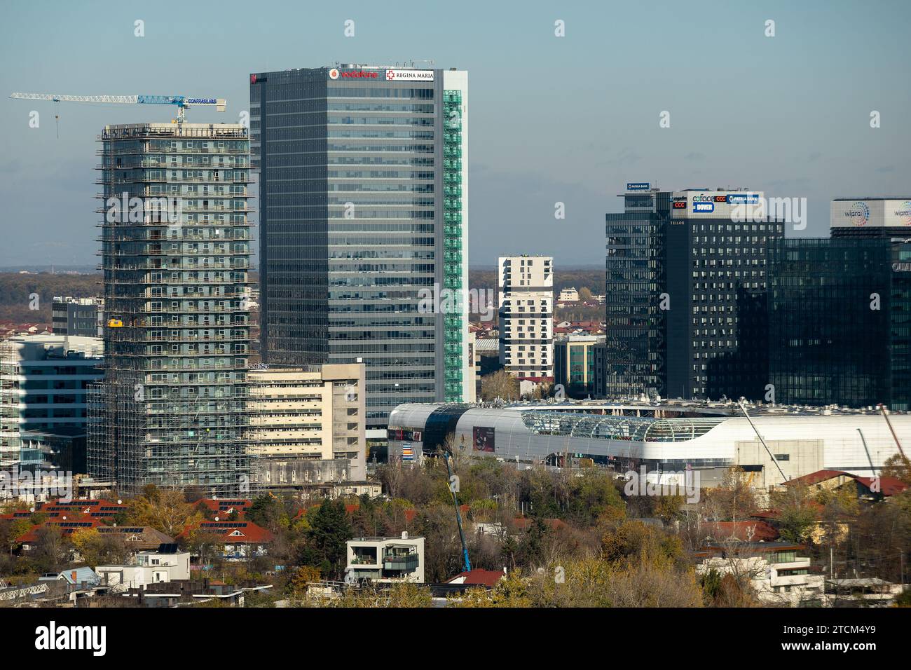 Bucharest, Romania - 27th Nov, 2022: High view over the city with the ...