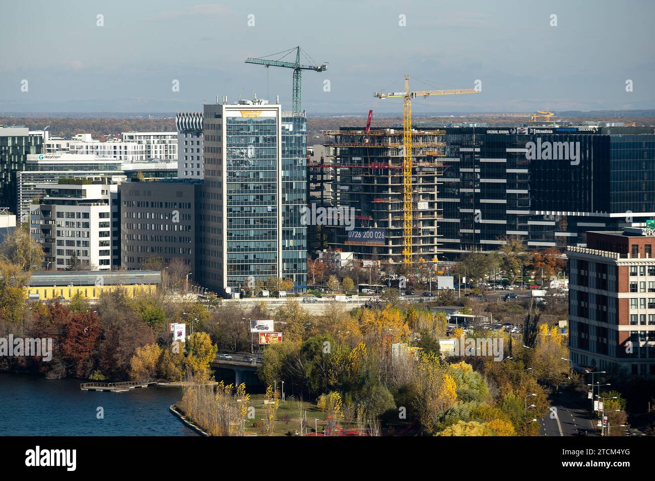 Bucharest, Romania - 27th Nov, 2022: High view over the city with the ...