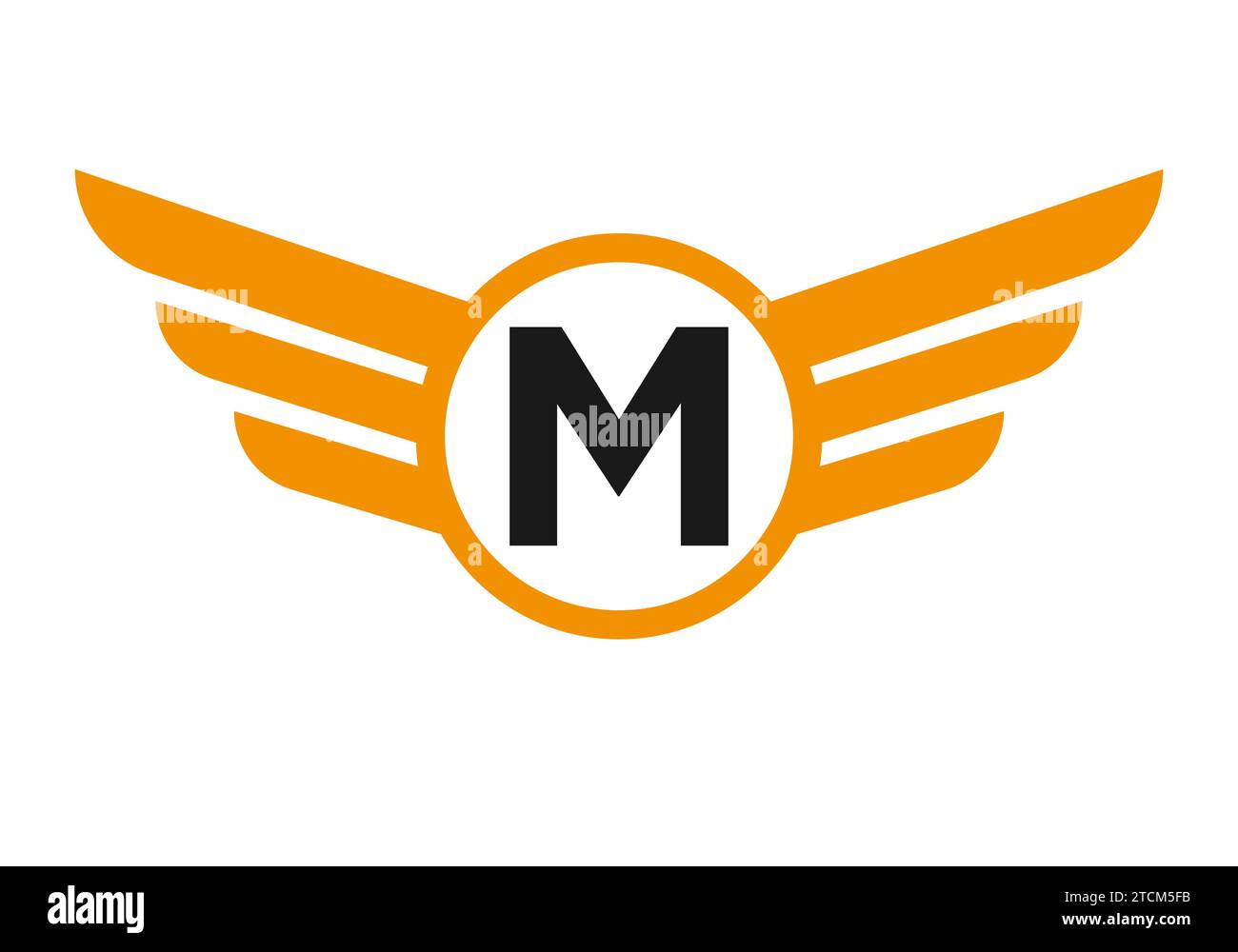 Wing Logo On Letter M, Transportation Symbol, Transport Wing Sign Stock ...