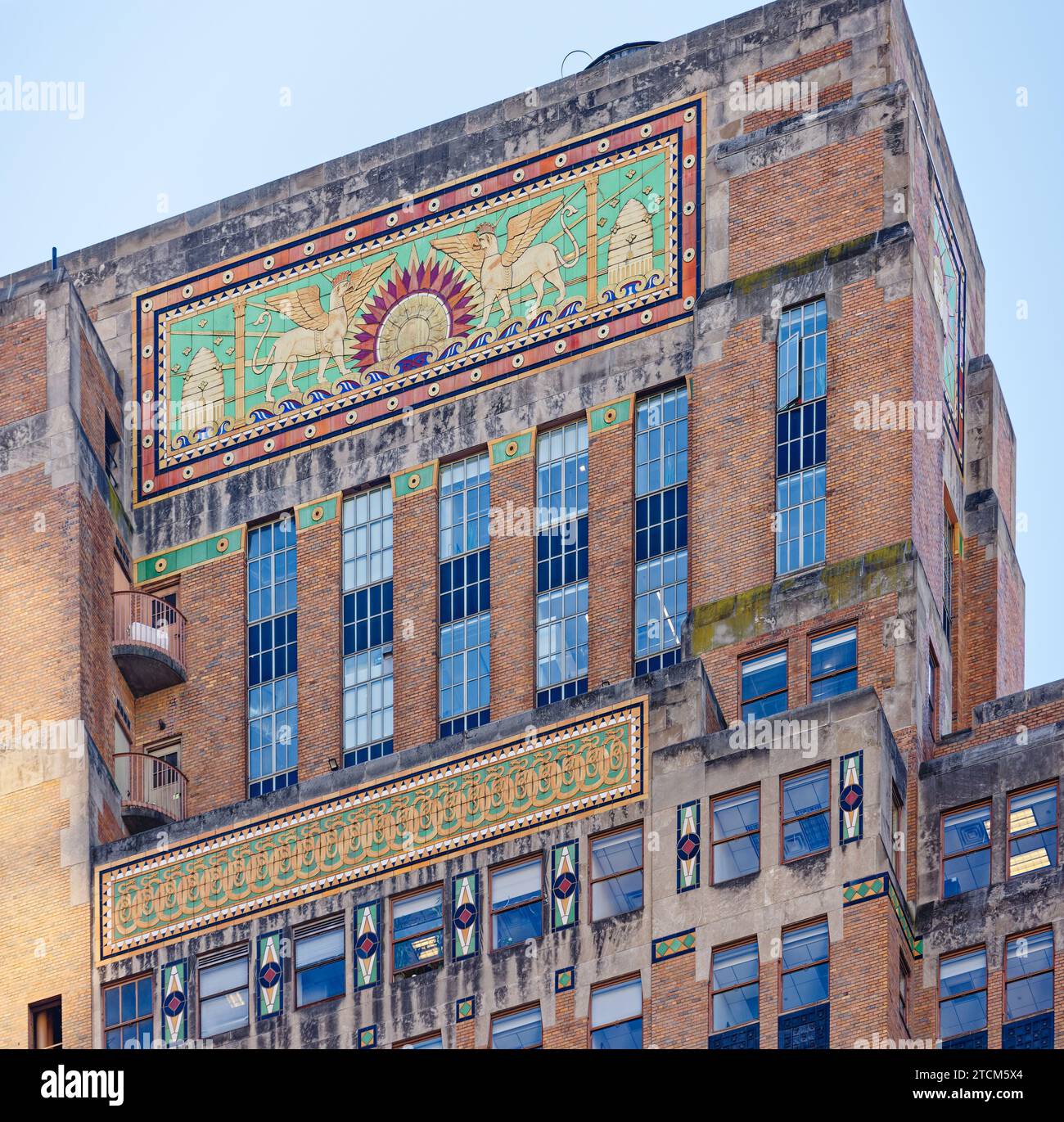 Mesopotamian-themed faience friezes decorate the crown of the Fred F ...