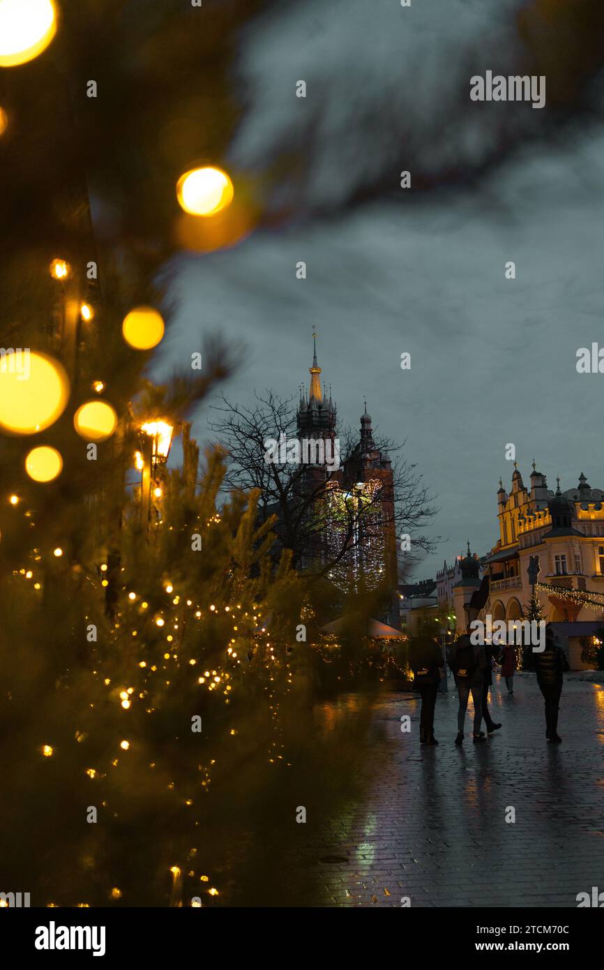 Christmas market in Main Market Square of the Old City in Krakow in ...