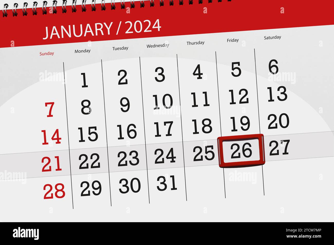 26 january calendar table hi-res stock photography and images - Alamy