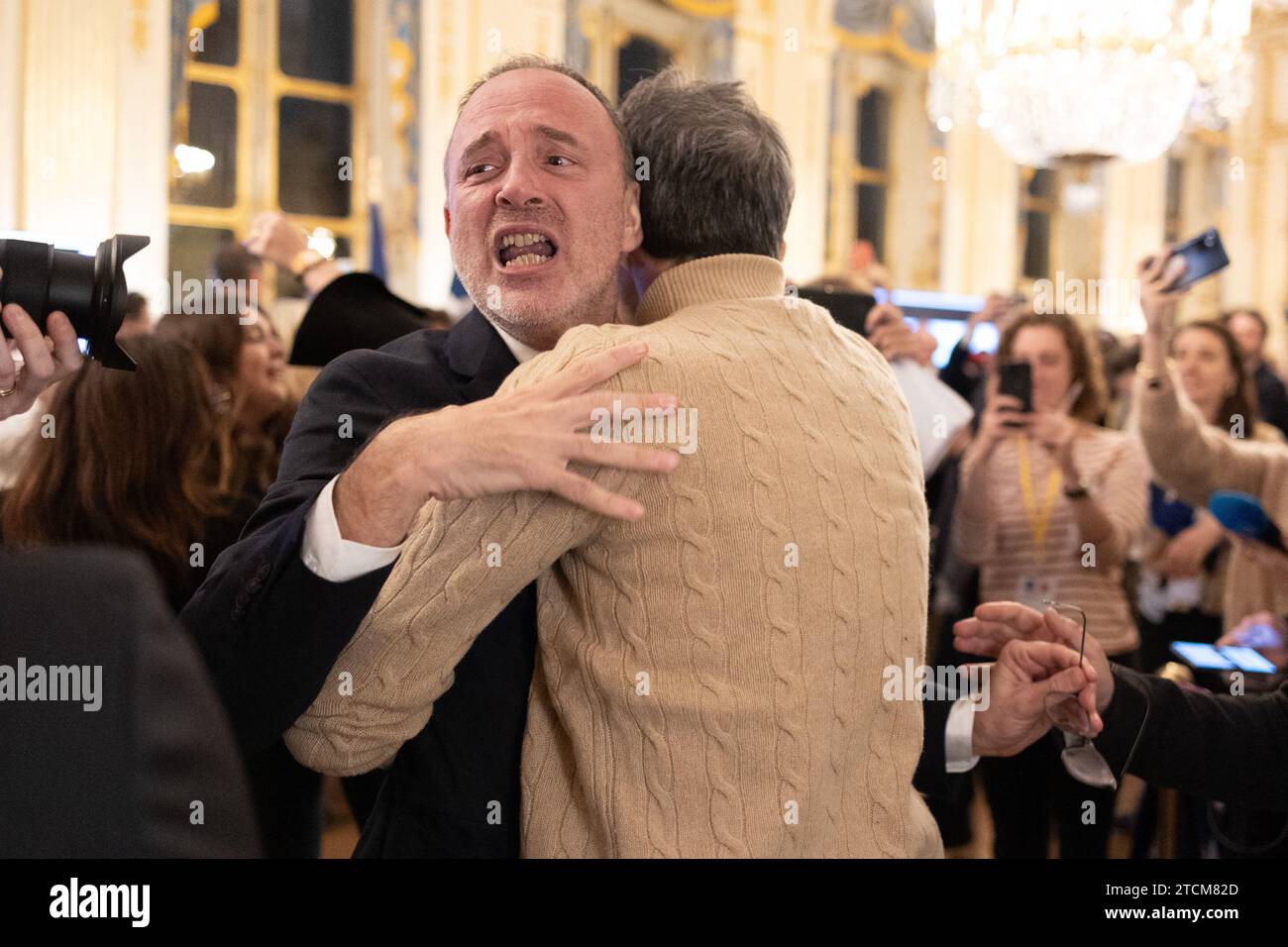 Paris, France. 13th Dec, 2023. Bourges mayor Yann Galut reacts after ...