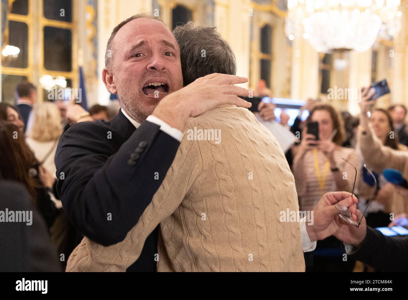 Paris, France. 13th Dec, 2023. Bourges mayor Yann Galut reacts after ...