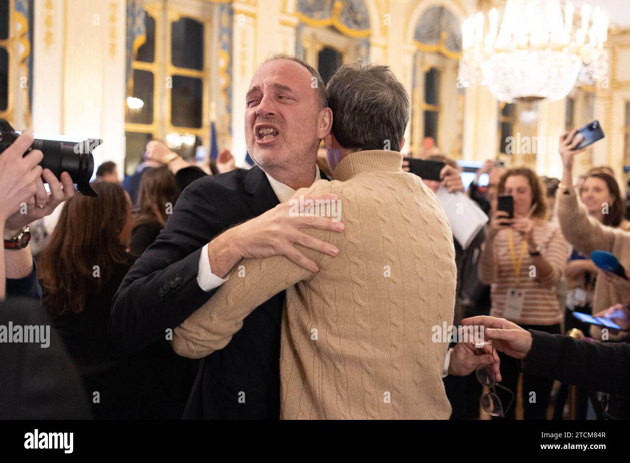 Paris, France. 13th Dec, 2023. Bourges mayor Yann Galut reacts after ...