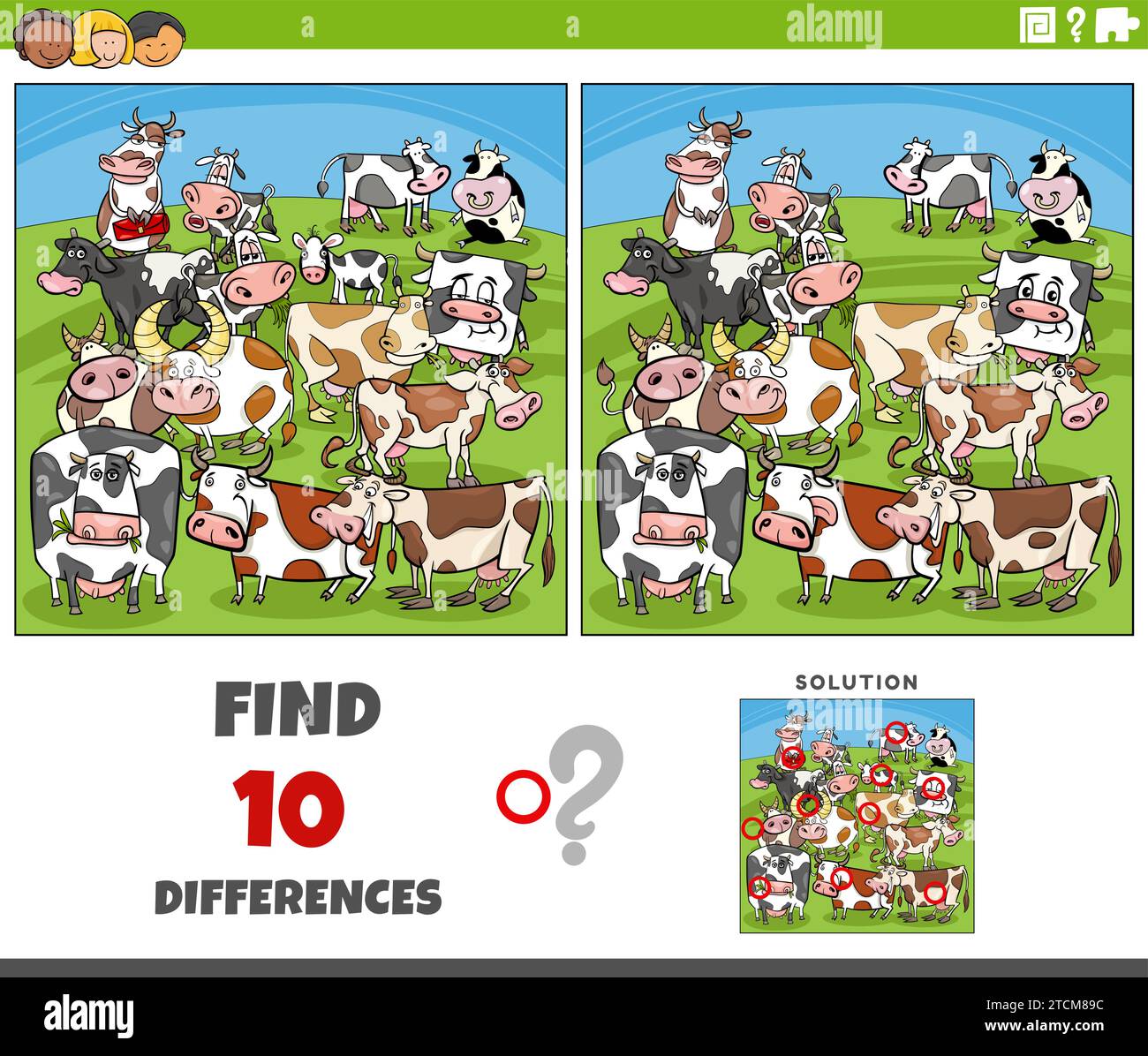Cartoon illustration of finding the differences between pictures ...