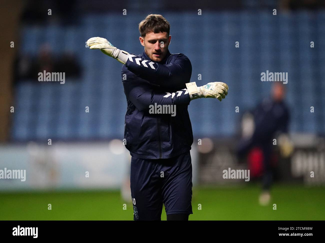 Coventry City goalkeeper Bradley Collins warming up before the Sky Bet ...
