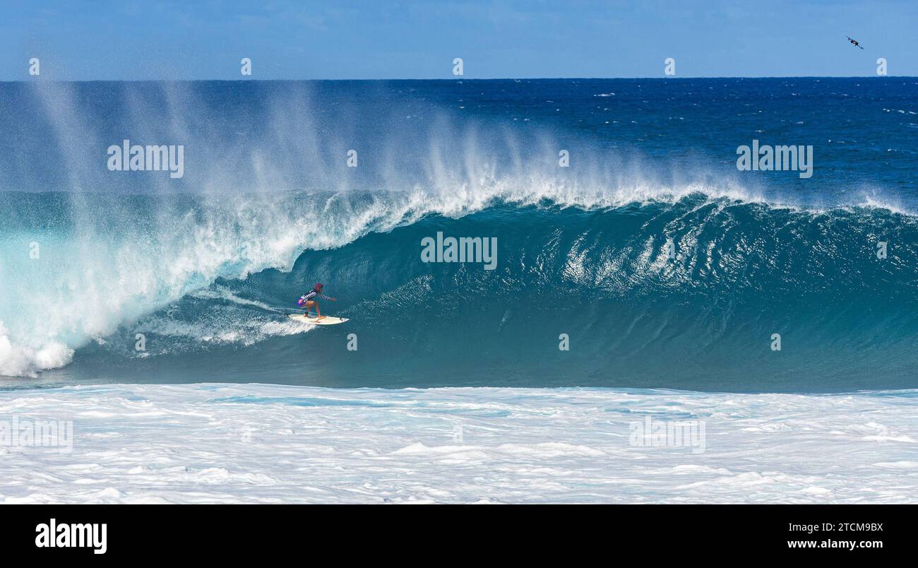 PUPUKEA, HI - December 12, 2023: Winner Moana Jones Wong pictured at ...