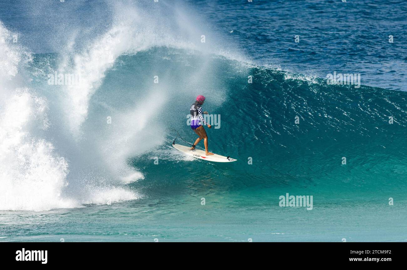PUPUKEA, HI - December 12, 2023: Winner Moana Jones Wong pictured at ...