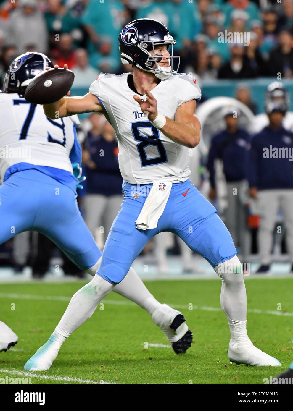Tennessee Titans quarterback Will Levis #8 looks to make a pass during ...
