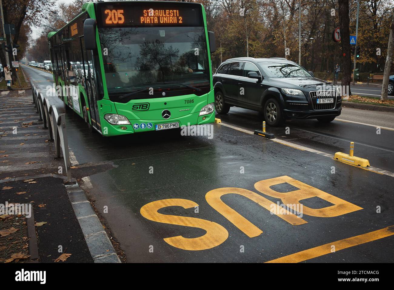 Bucharest, Romania - 13th Dec, 2023: Inauguration of the bus lane by ...