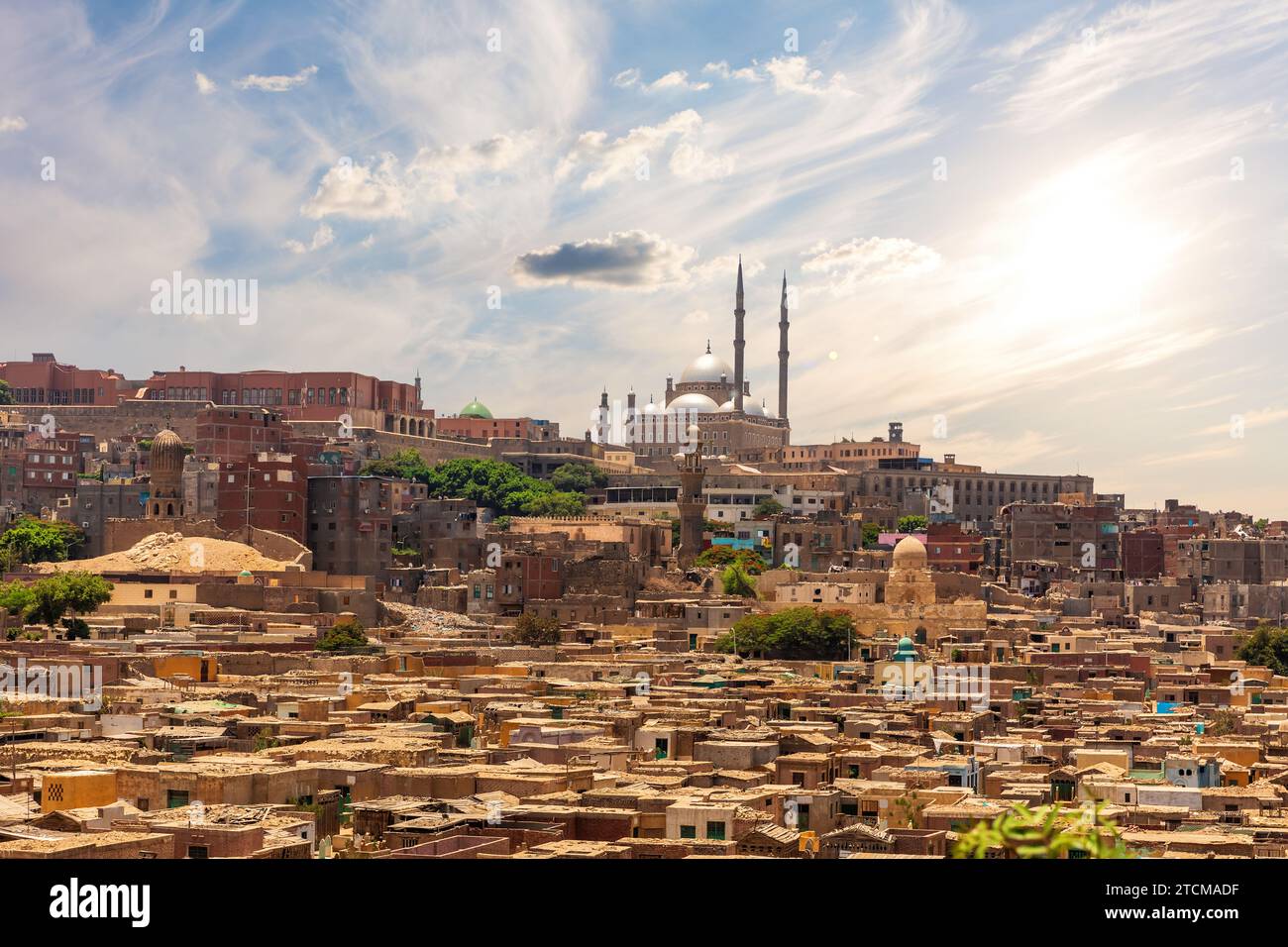 Live district of Cairo and Mosque of Mohammed Ali, beautiful eastern ...