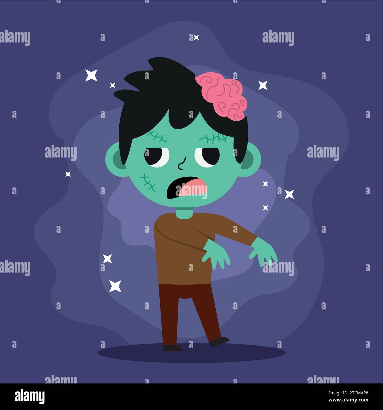 Cute male zombie halloween costume character Vector Stock Vector Image ...