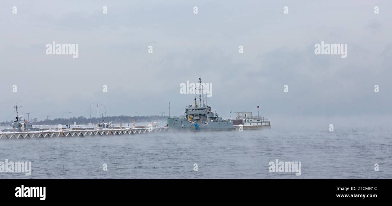view over the baltic sea to ships of the seaplane harbour museum in ...