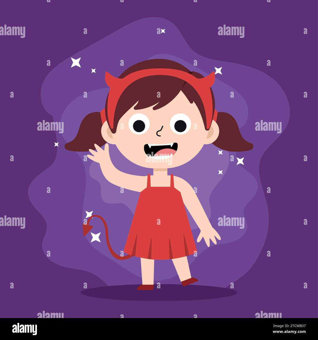 Cute female demon halloween costume character Vector Stock Vector Image ...