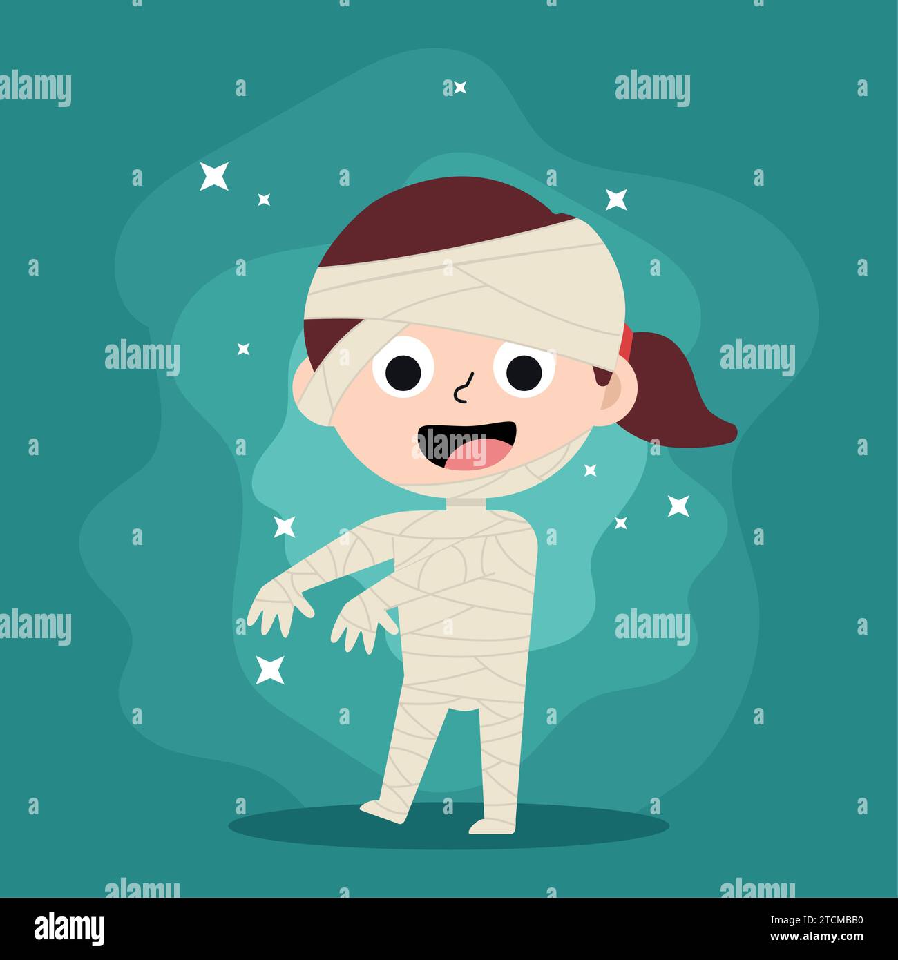 Cute female mummy halloween costume character Vector Stock Vector Image ...