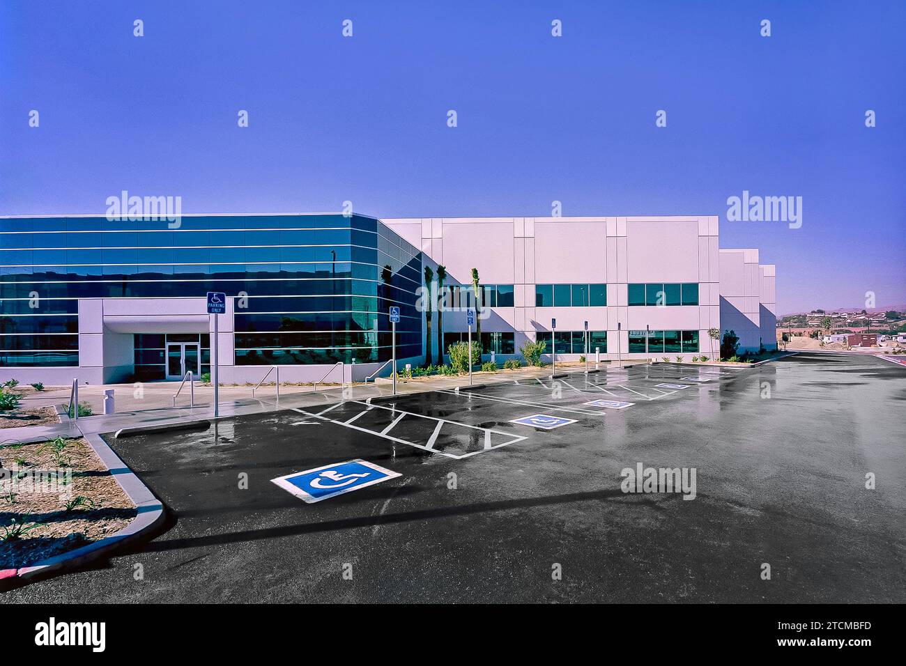 A perspective-controlled, tilt-up construction building exterior in a ...