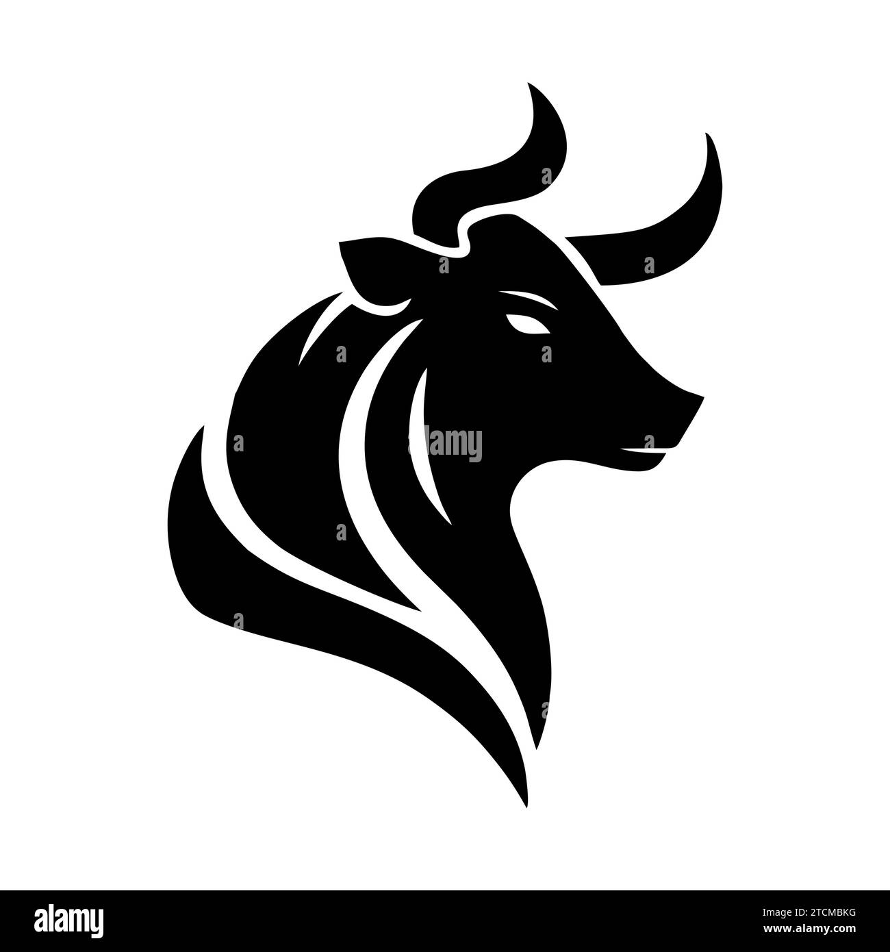 Bull head icon silhouette symbol. Buffalo cow ox isolated on white ...