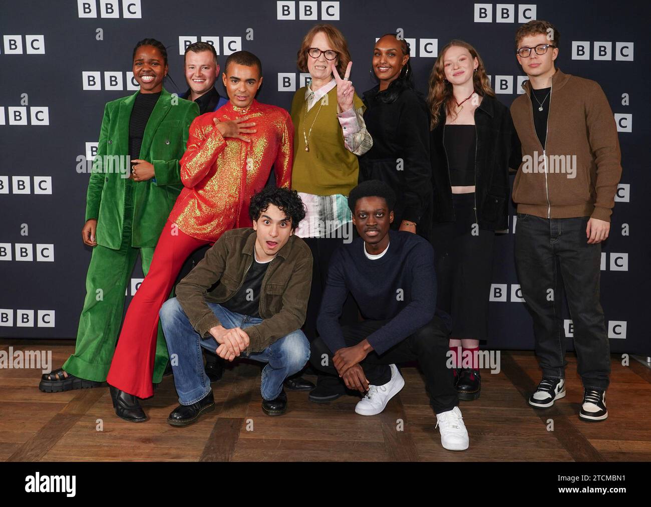 Back Row: Francesca Amewudah-Rivers, Charlie Wernham, Layton Williams, Vicki Pepperdine, Asha ...