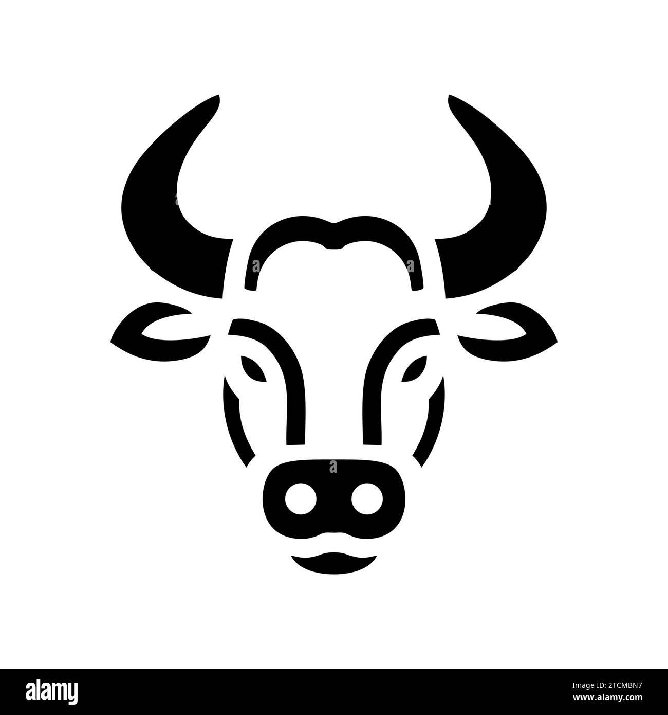 Bull head icon silhouette symbol. Buffalo cow ox isolated on white ...