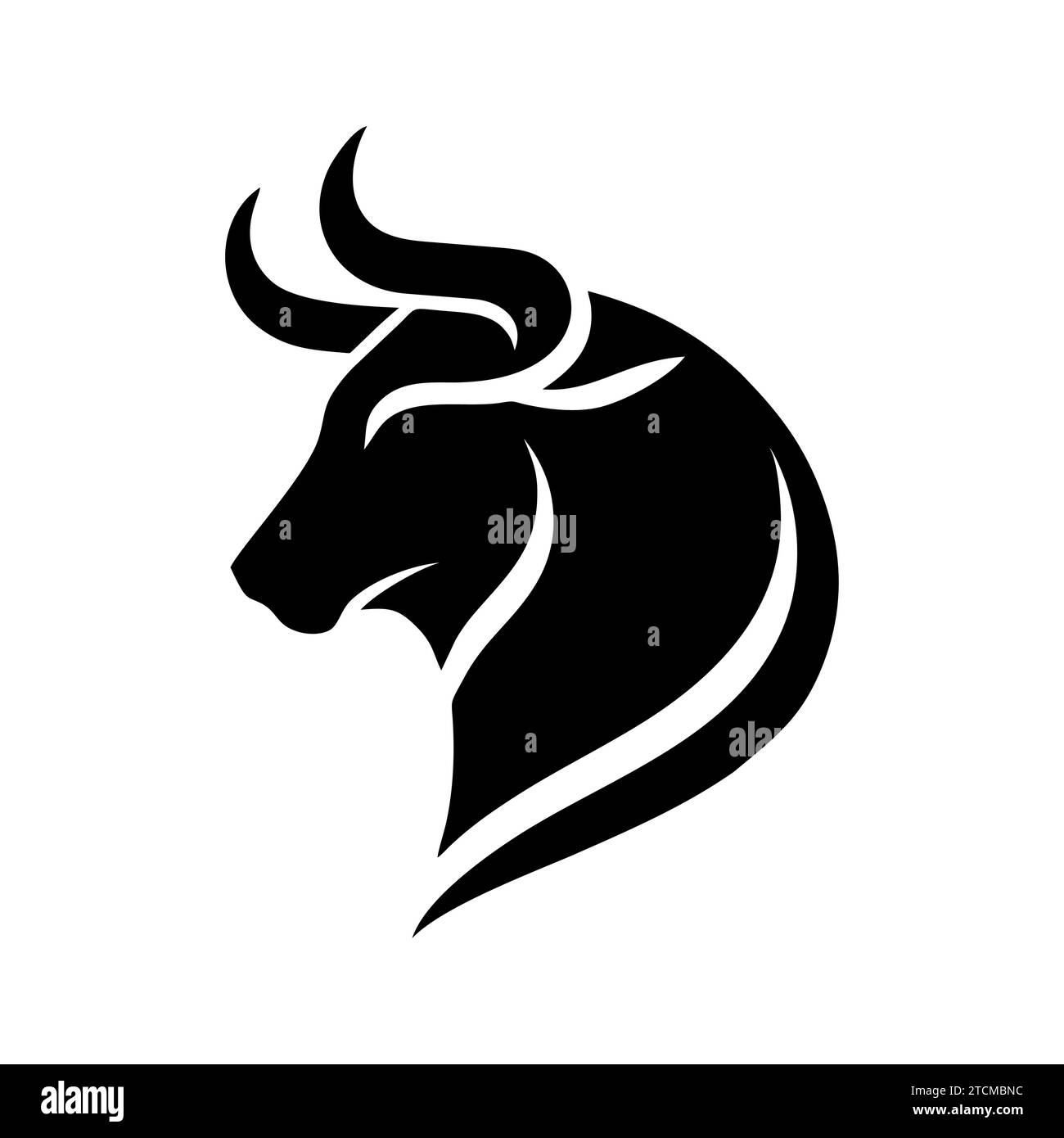 Bull head icon silhouette symbol. Buffalo cow ox isolated on white ...