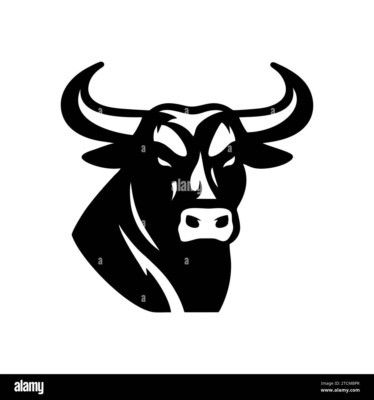 Bull head icon silhouette symbol. Buffalo cow ox isolated on white ...
