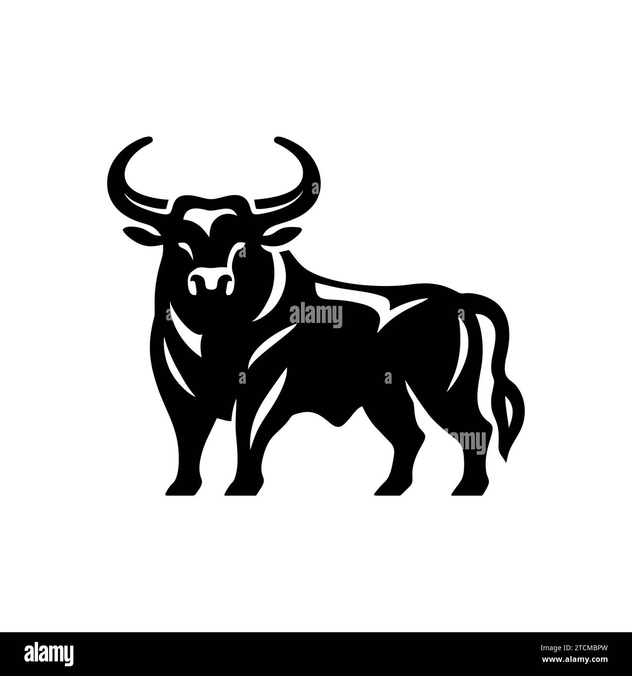 Bull icon silhouette symbol. Buffalo cow ox isolated on white ...