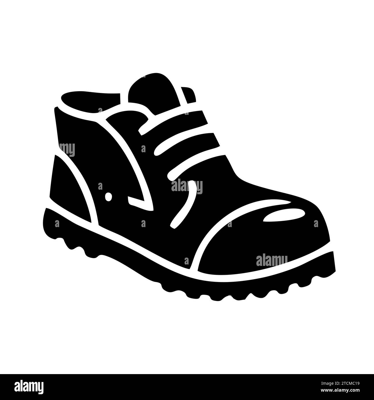 Hiking modern military boot icon. Black shoe symbol on white background ...