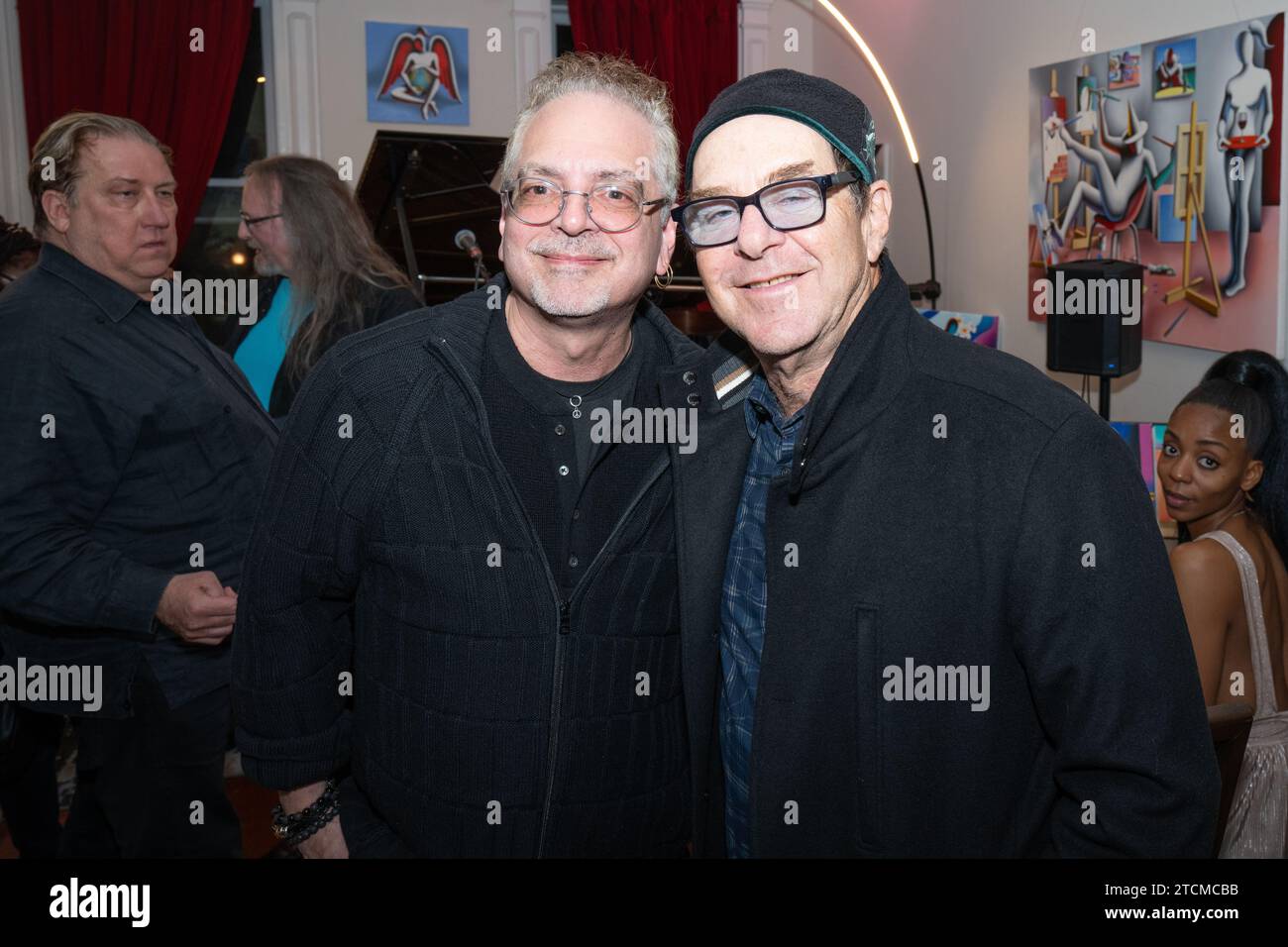 Billy Amedola and Anton Fig attends Adam Sands birthday at Mark Kostabi ...