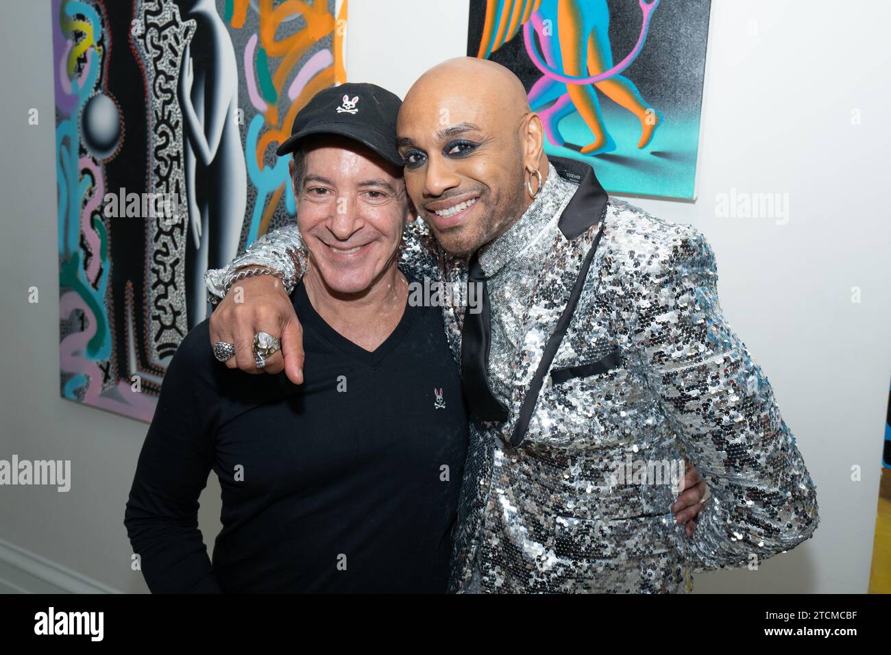 Adam Sands and Aaron Paul attends Adam Sands birthday at Mark Kostabi's ...