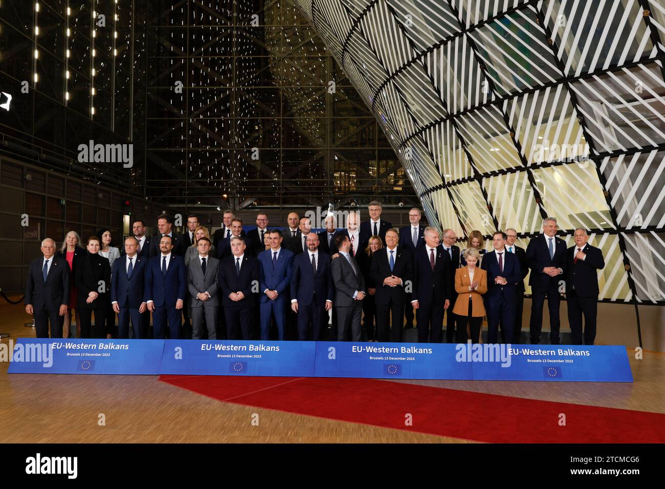 European Union and Western Balkan leaders pose during a group photo at ...