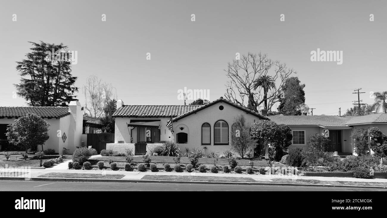 Houses in suburban area on blue sky. Suburb. Residential neighborhood ...